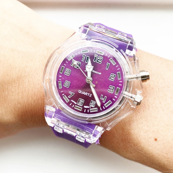Geneva | Accessories | Retro Geneva Clear Plastic Purple Rubber Watch ...